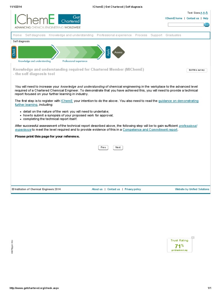 IChemE - Get Chartered - Self Diagnosis PDF | PDF | Behavior ...