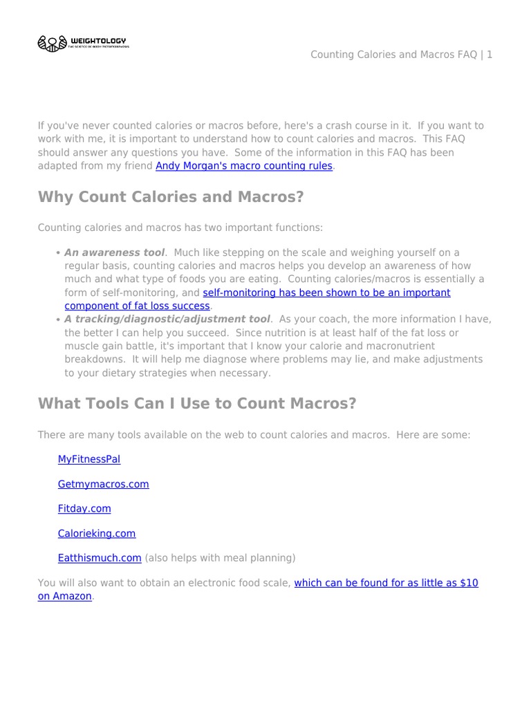 Counting Calories and Macros Guide | PDF | Nutrients | Pasta