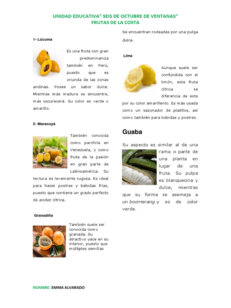 Frutas Típicas de la Costa Peruana | PDF | Cultivos | Horticultura y ...
