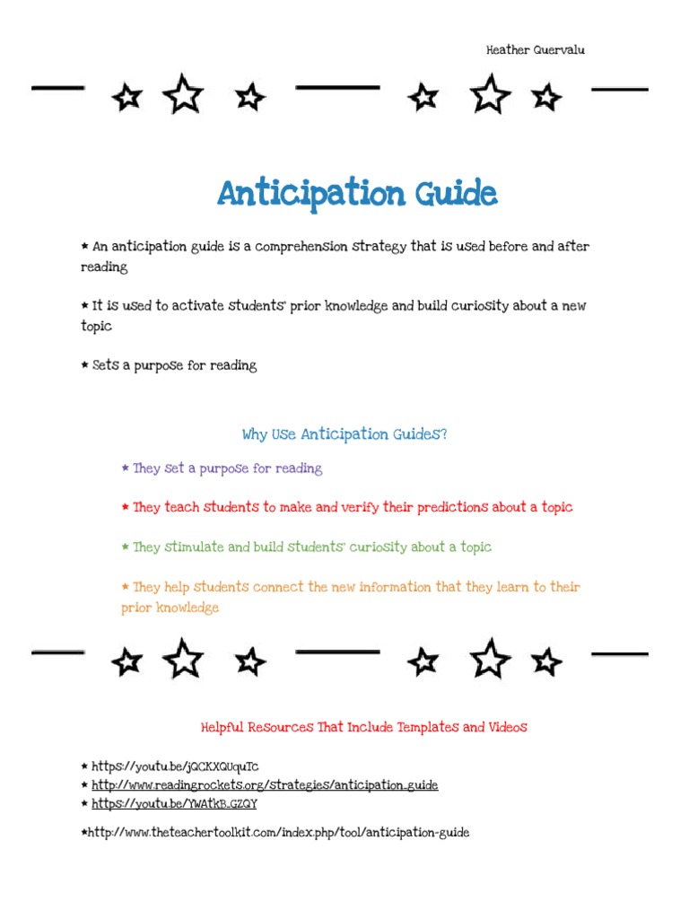 Anticipation Guide: Enhance Reading Comprehension | PDF | Career & Growth