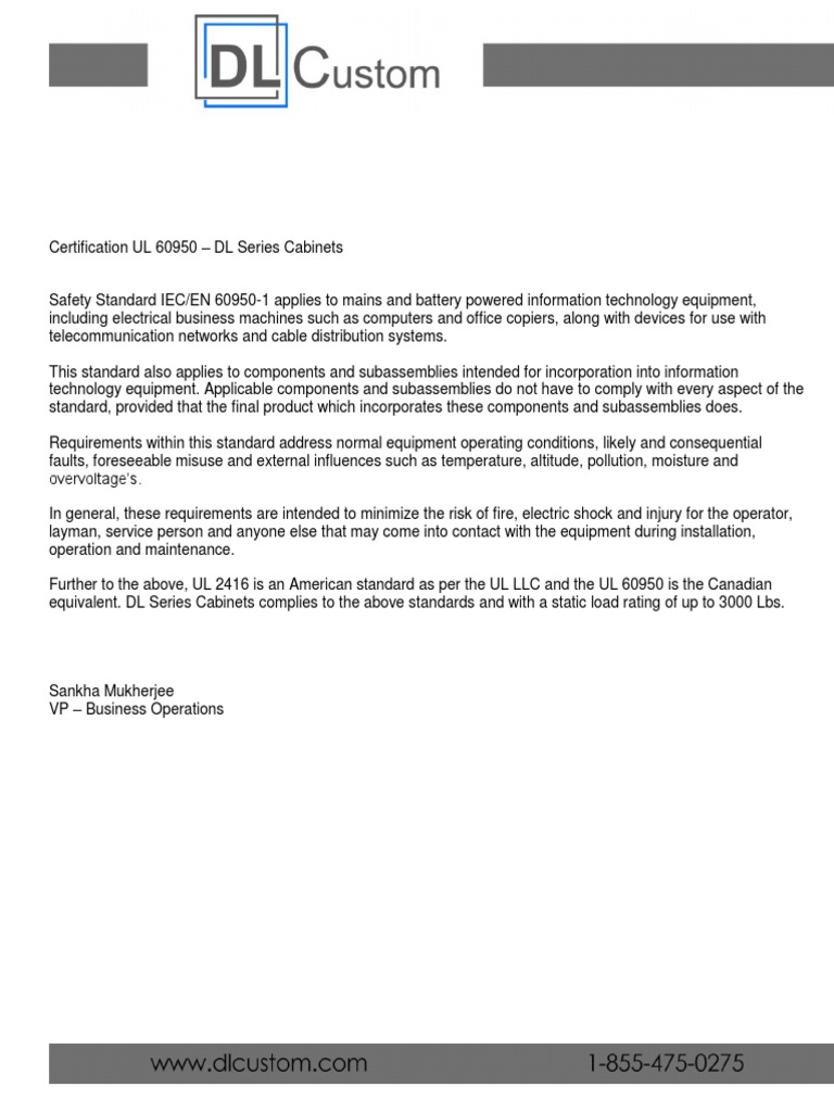 UL 60950 Certified DL Series Cabinets | PDF | Electromagnetism ...