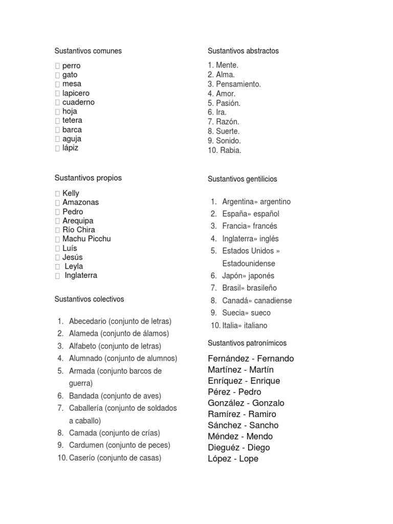 Sustantivos Comunes | PDF