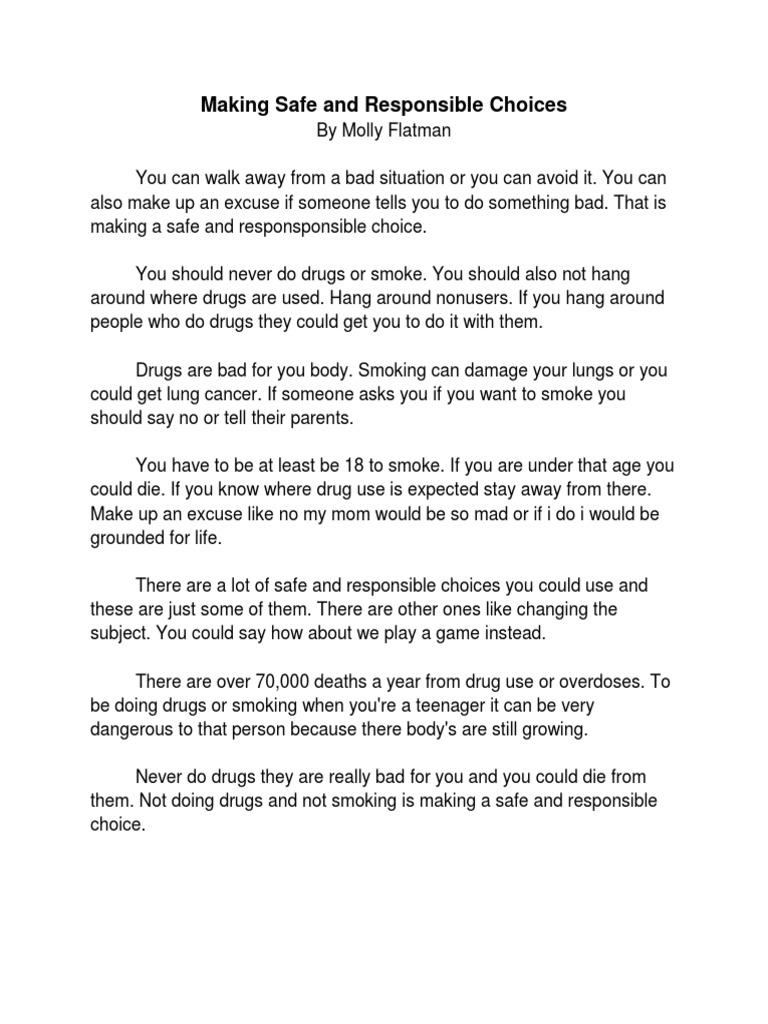 Making Safe and Responsible Choices | PDF