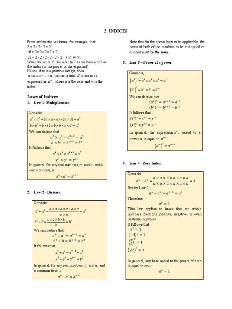 Indices: 3. Law 3 - Power of A Power | PDF | Exponentiation ...