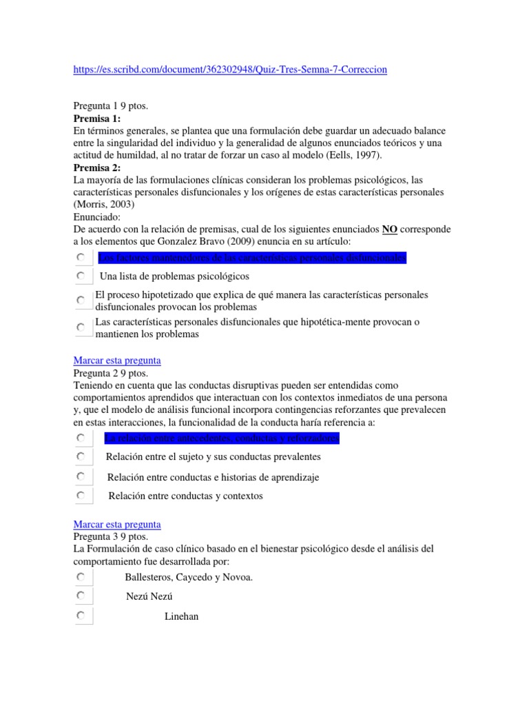 Quiz 2 Semana 7 Evaluacion Psicologica 81 de 90 | Descargar gratis PDF ...