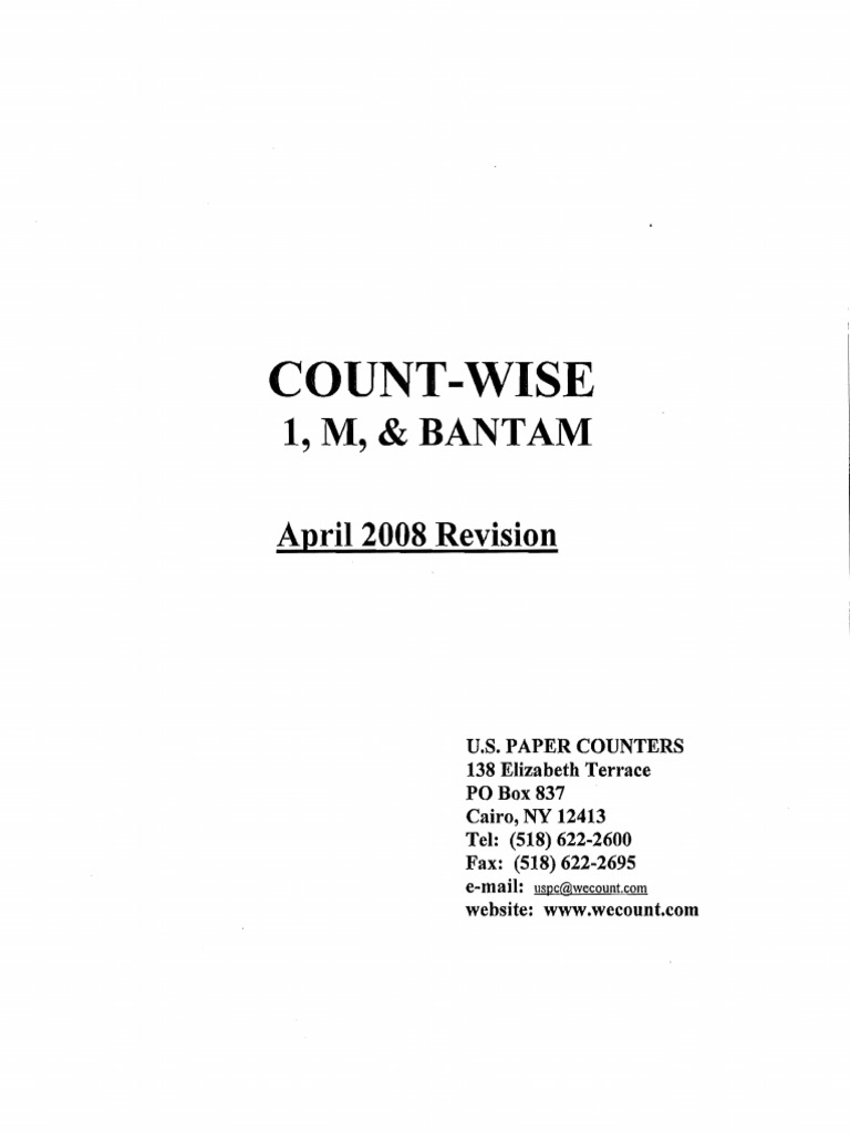 US Paper Counter CountWise I, M & Bantam April 2008 Revision | PDF ...