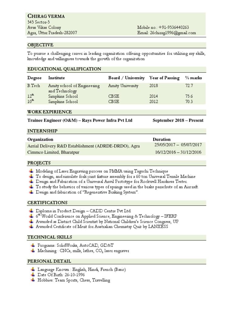 Standard Resume Format | PDF