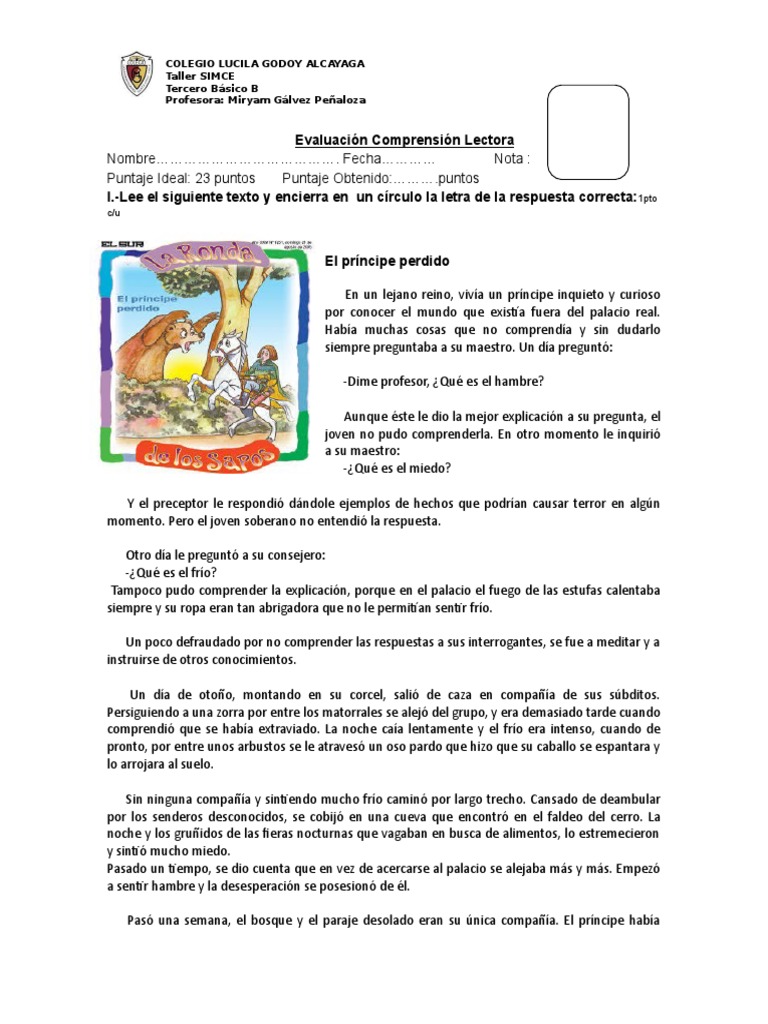 Comprensión Lectora Tercero Taller Simce Pdf