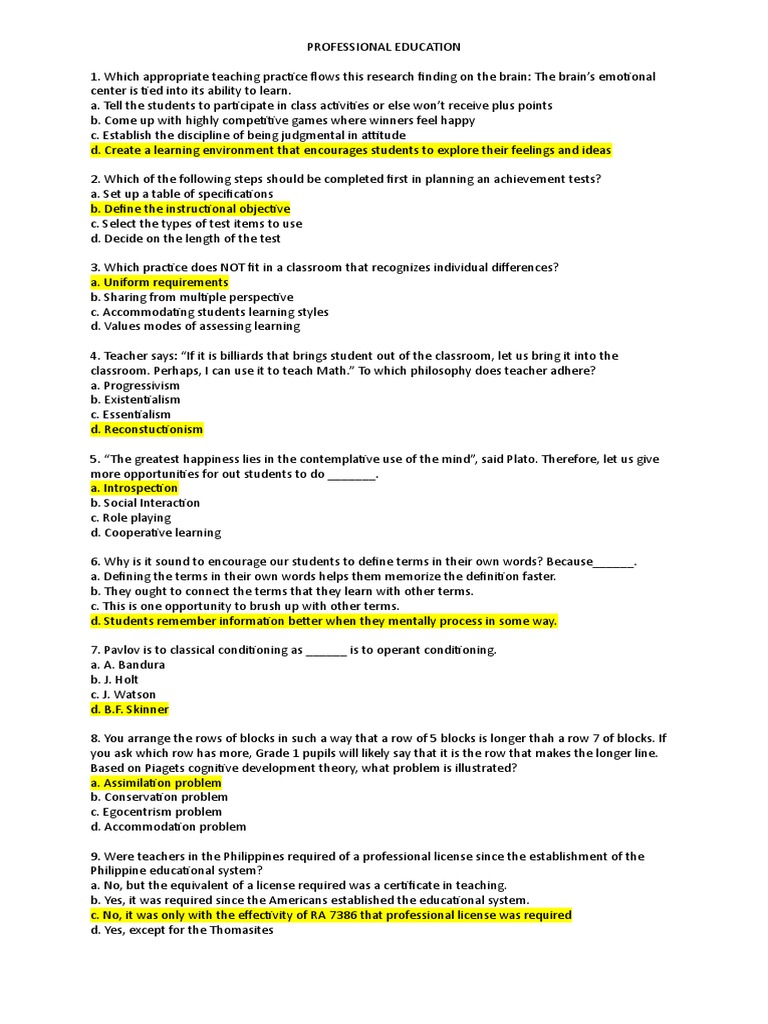 10 Prof Ed LET 2011 | PDF | Teachers | Schools