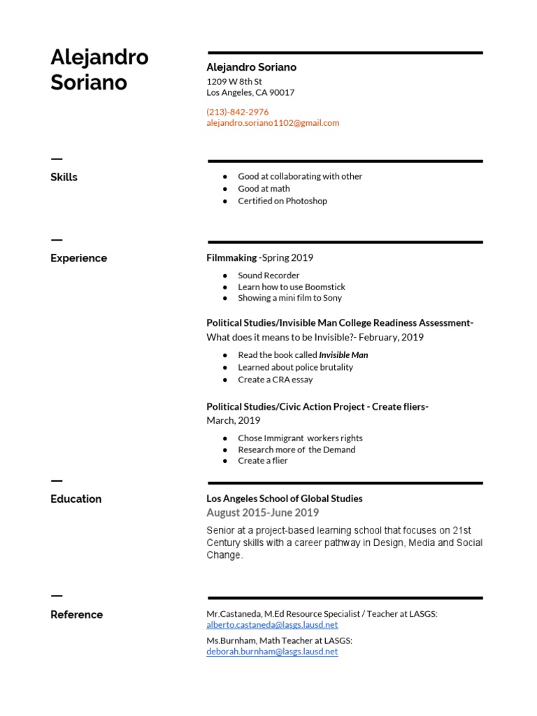 Alejandro Soriano Resume 2018 | PDF