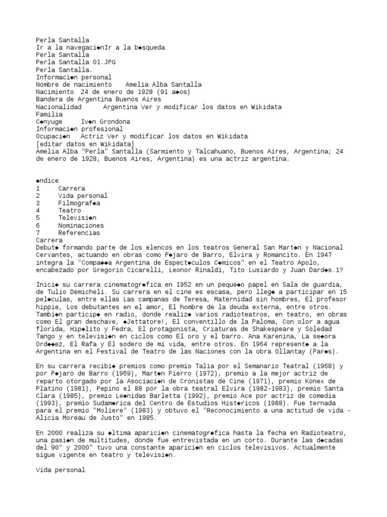 Perla Santalla: Actriz Argentina Destacada | PDF | Ocio
