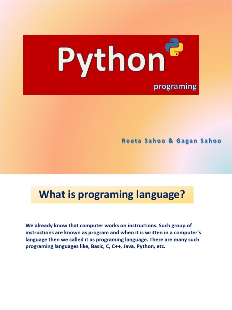 Python 01 Intro Pdf Python Programming Language Programming