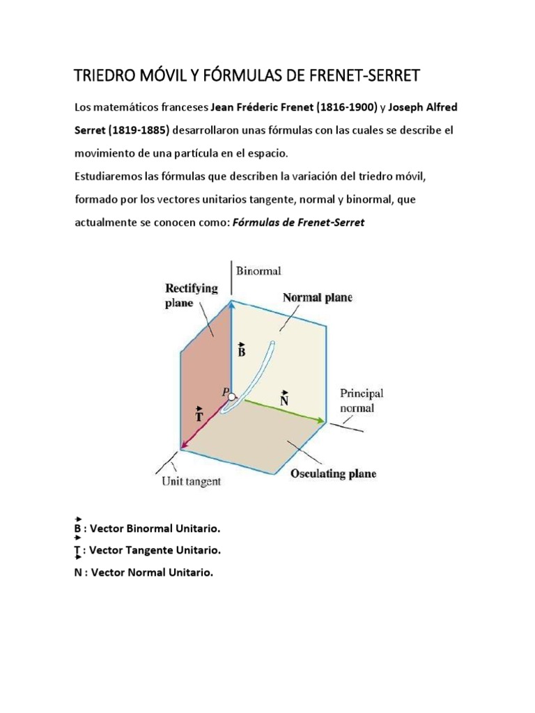 Formulas de Frenet Serret | PDF | Vector Euclidiano | Física teórica