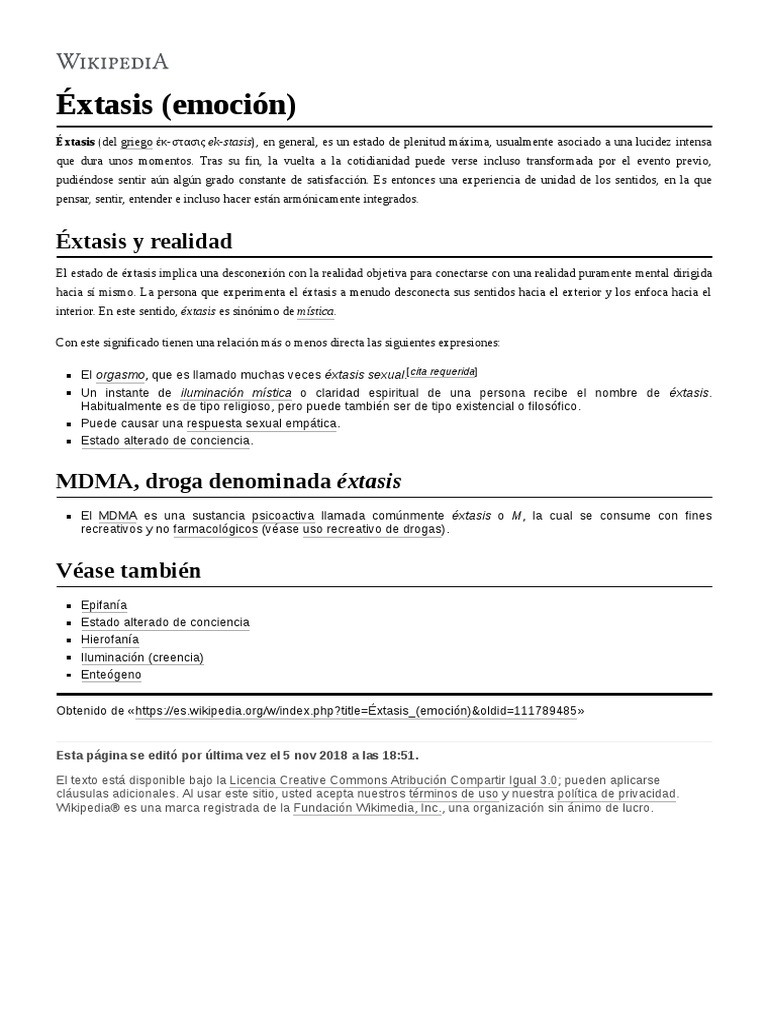 Éxtasis (Emoción) | PDF | Mdma | Conceptos psicologicos