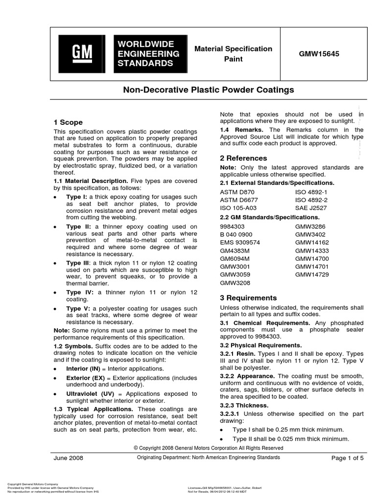 GMW 15645 (2008) | PDF | Epoxy | Corrosion
