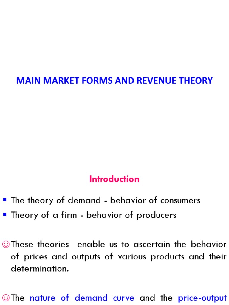 Main Market Forms and Revenue Theory | PDF | Demand | Monopoly