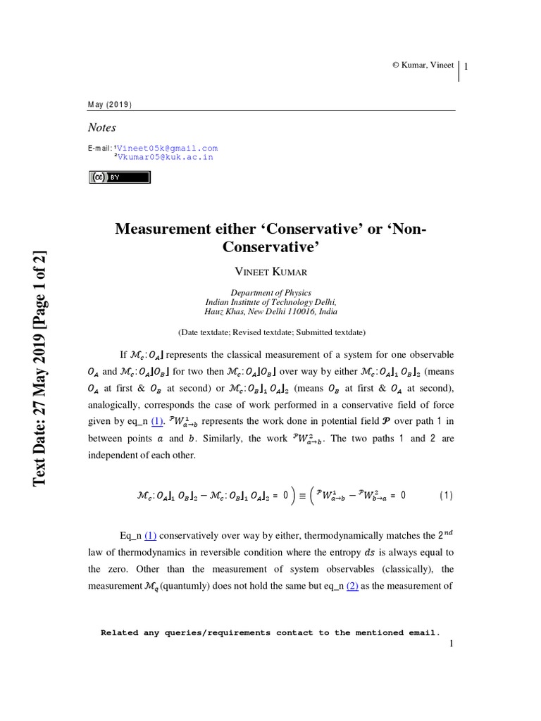 Measurement Either Conservative' or Non-Conservative' | PDF ...