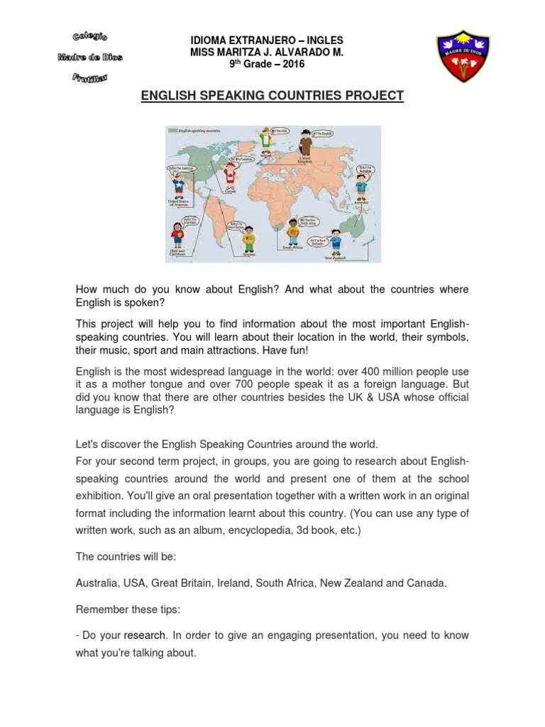 English Speaking Countries Project | PDF | Language Arts & Discipline ...