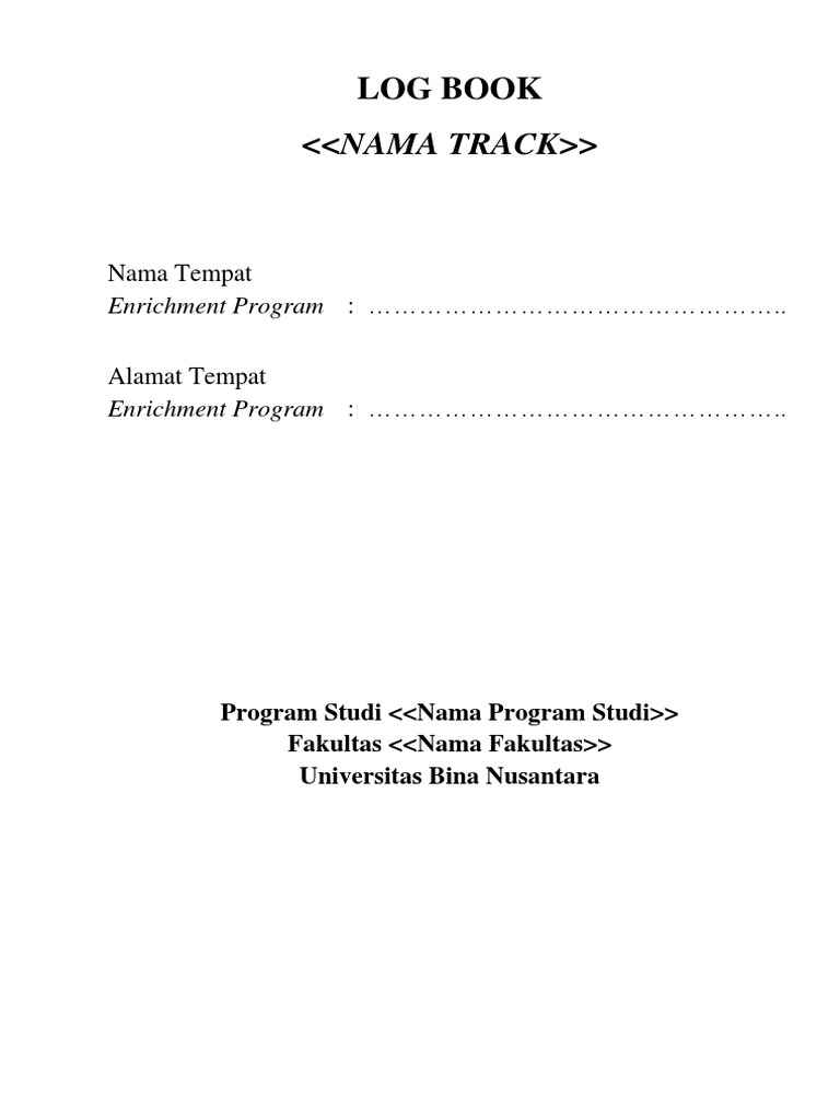 Student Enrichment Program Log Book and Activity Record for Nama Track ...