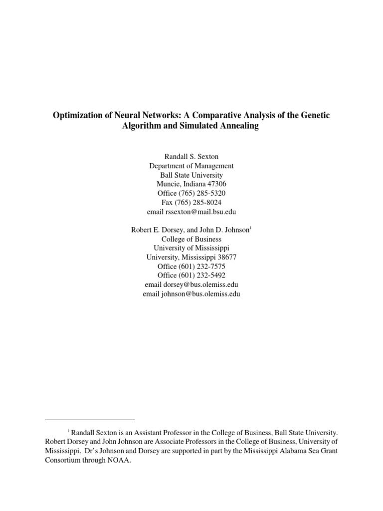 Optimization of Neural Networks: A Comparative Analysis of The Genetic Algorithm and Simulated ...
