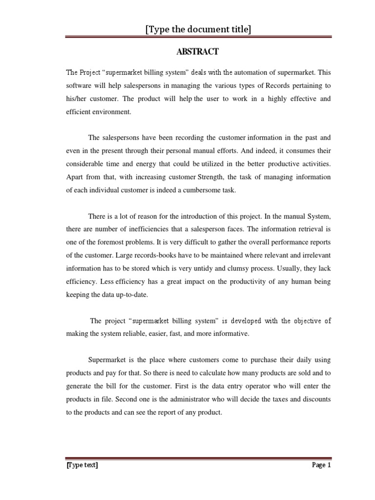 Report On Supermarket Billing System | PDF | Software Testing | C++