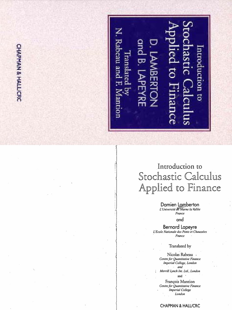 Chapman And Hall Financial Mathematics Series Damien Lamberton