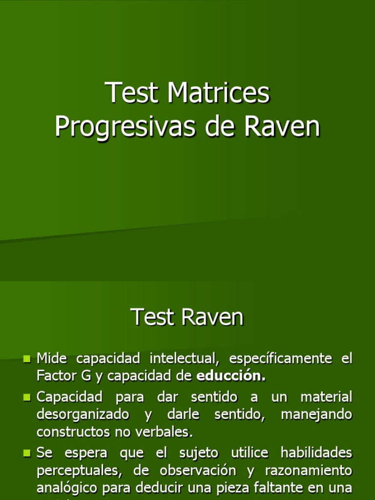 Test Matrices Progresivas de Raven | PDF | Matriz (Matemáticas ...