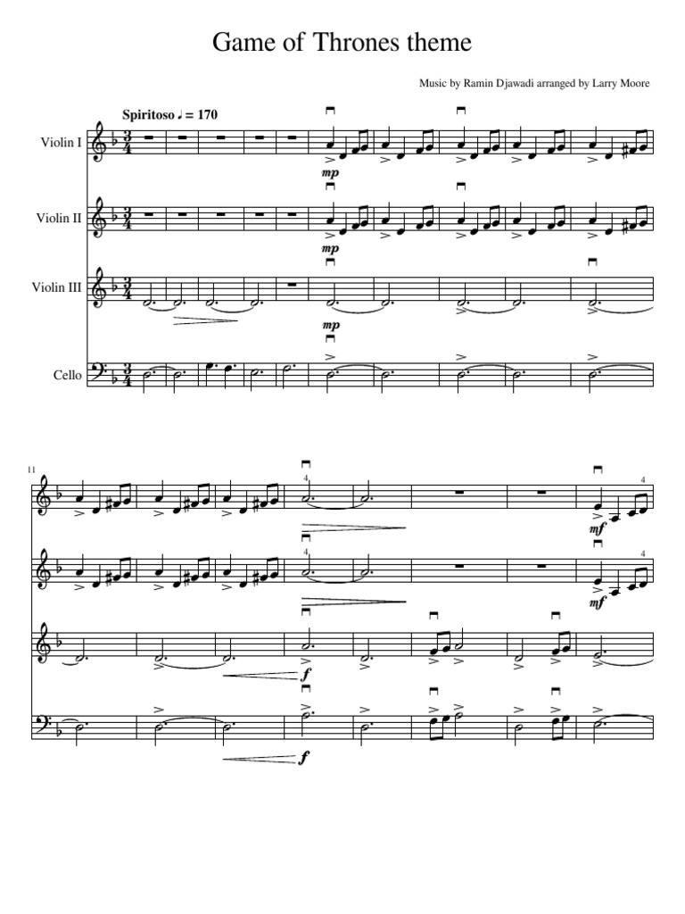 Game of Thrones Score | PDF | Classical Music | Leisure
