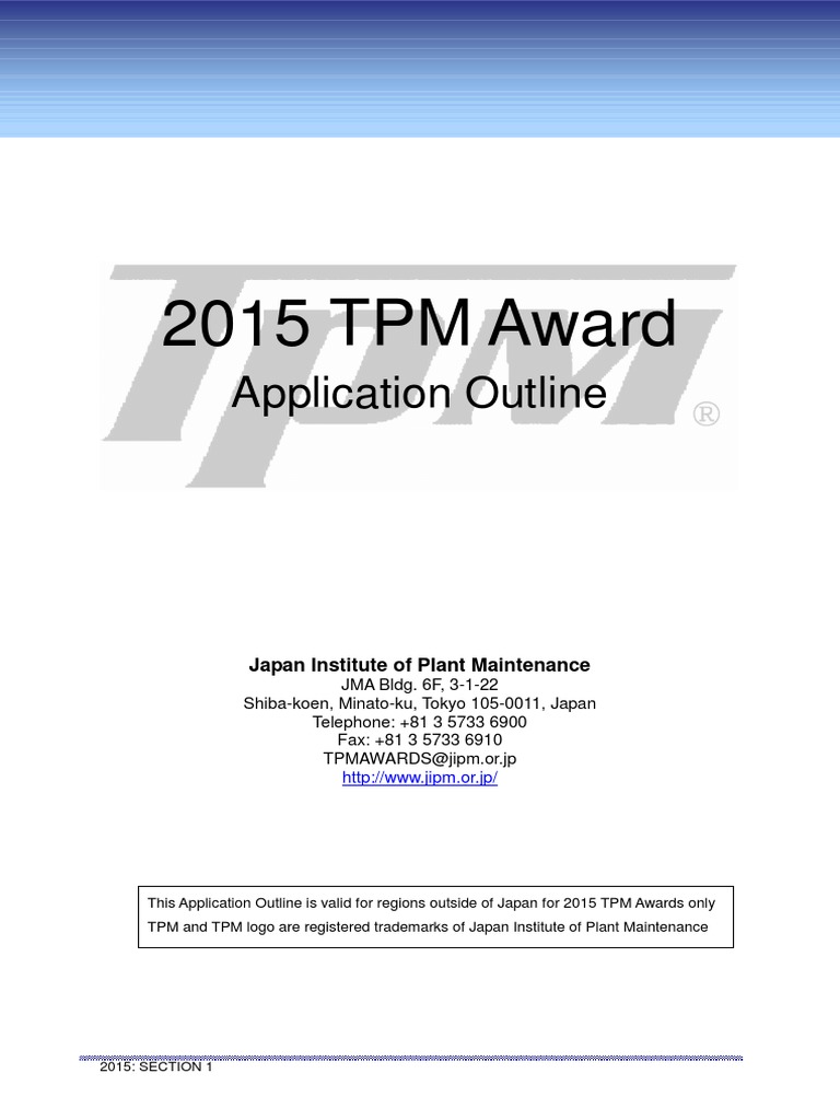 2015 TPM Award: Application Outline | PDF | Goal | System