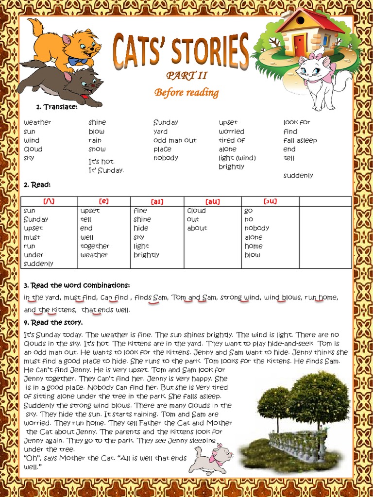 Cats Stories Part 2 Conversation Topics Dialogs Crosswords Grammar Dri ...