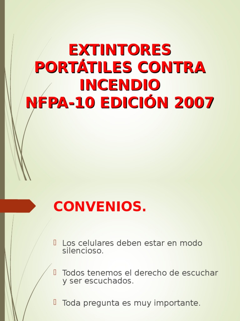 Presentación Norma Nfpa 10 Edición 2007 | PDF | Dióxido de carbono ...