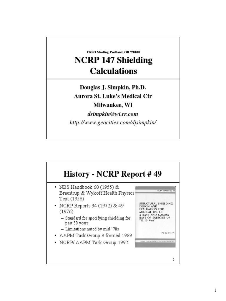 NCRP 147 Shielding Calculations Overview | PDF | Radiography ...