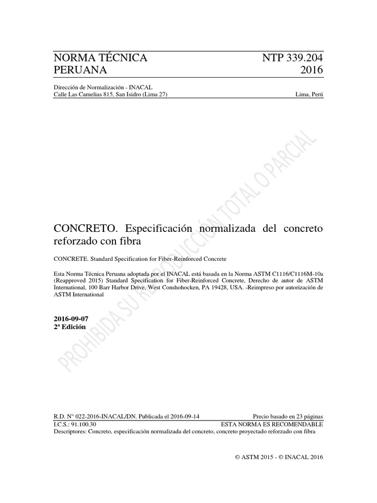NTP 339.204 | PDF | Hormigón | Cemento