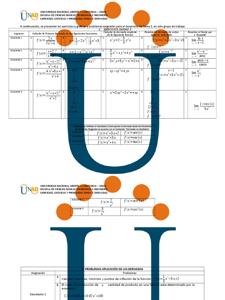 Ejercicios y Problemas de Derivadas UNAD | PDF | Velocidad | Función ...