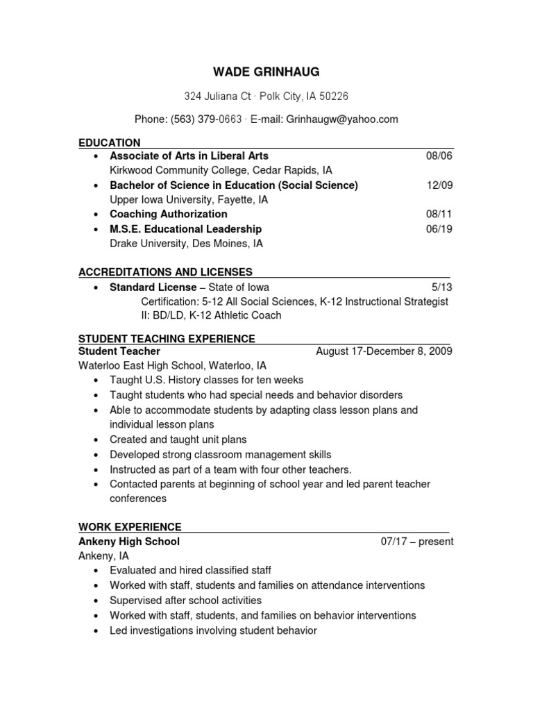 Resume 6 | PDF | Iowa | Special Education