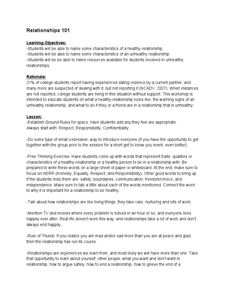 Understanding Healthy Relationships | PDF | Consent | Sexual Assault