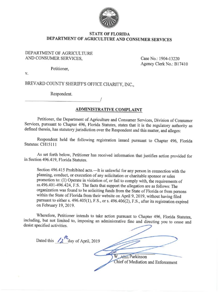 Administrative Complaint | PDF