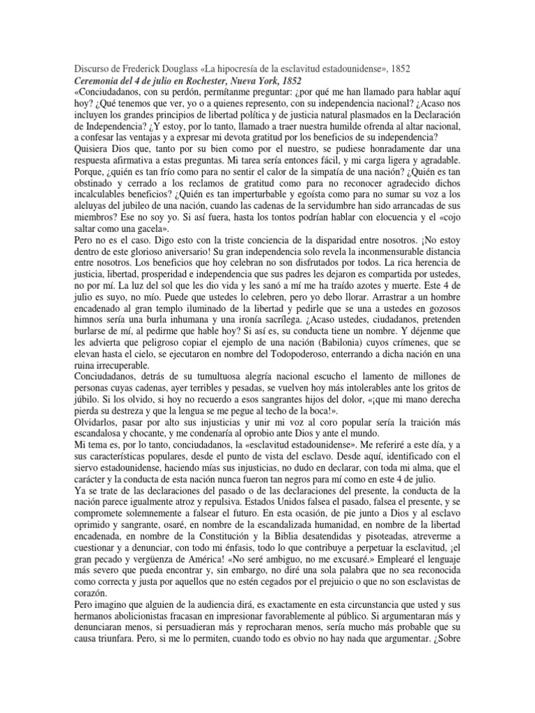 Discurso de Frederick Douglass | PDF | Abolicionismo | Esclavitud