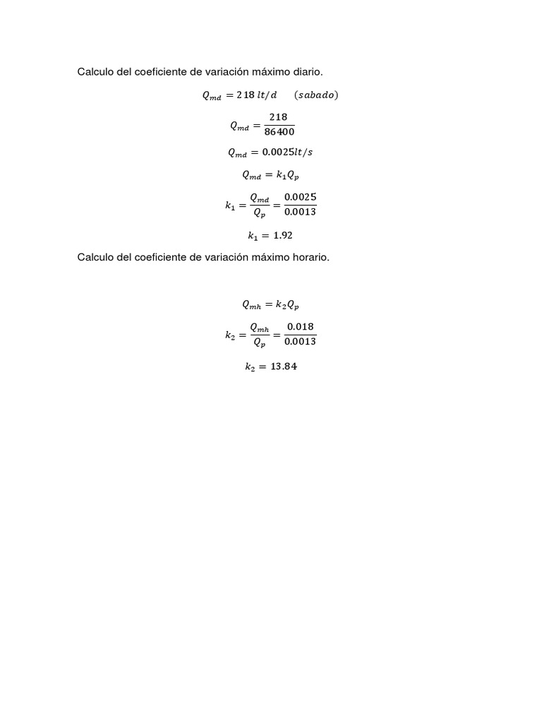 Calculo Del Coeficiente de Variación Máximo Diario | PDF