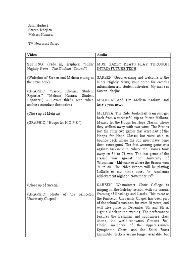 TV Newscast Script | PDF | Leisure