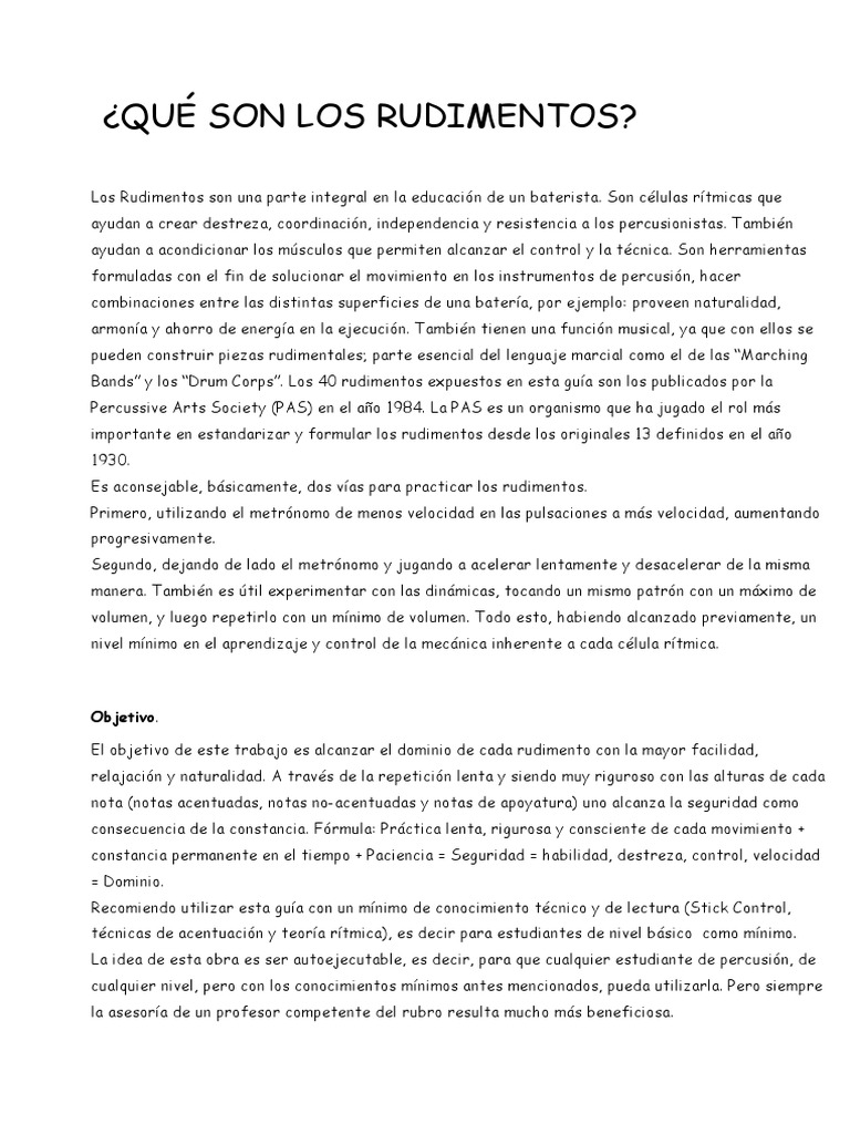 ¿Qué Son Los Rudimentos | PDF | Kit de batería | Ritmo