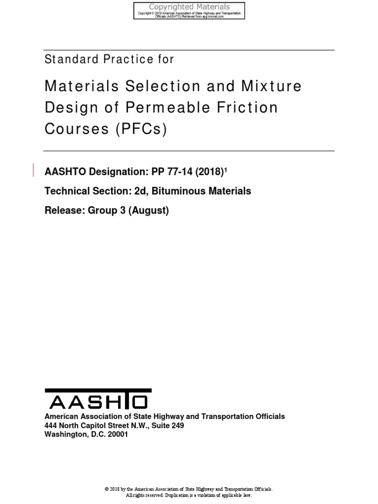 Aashto Pp-14 (2018) Diseño Ogfc | PDF | Asphalt | Density