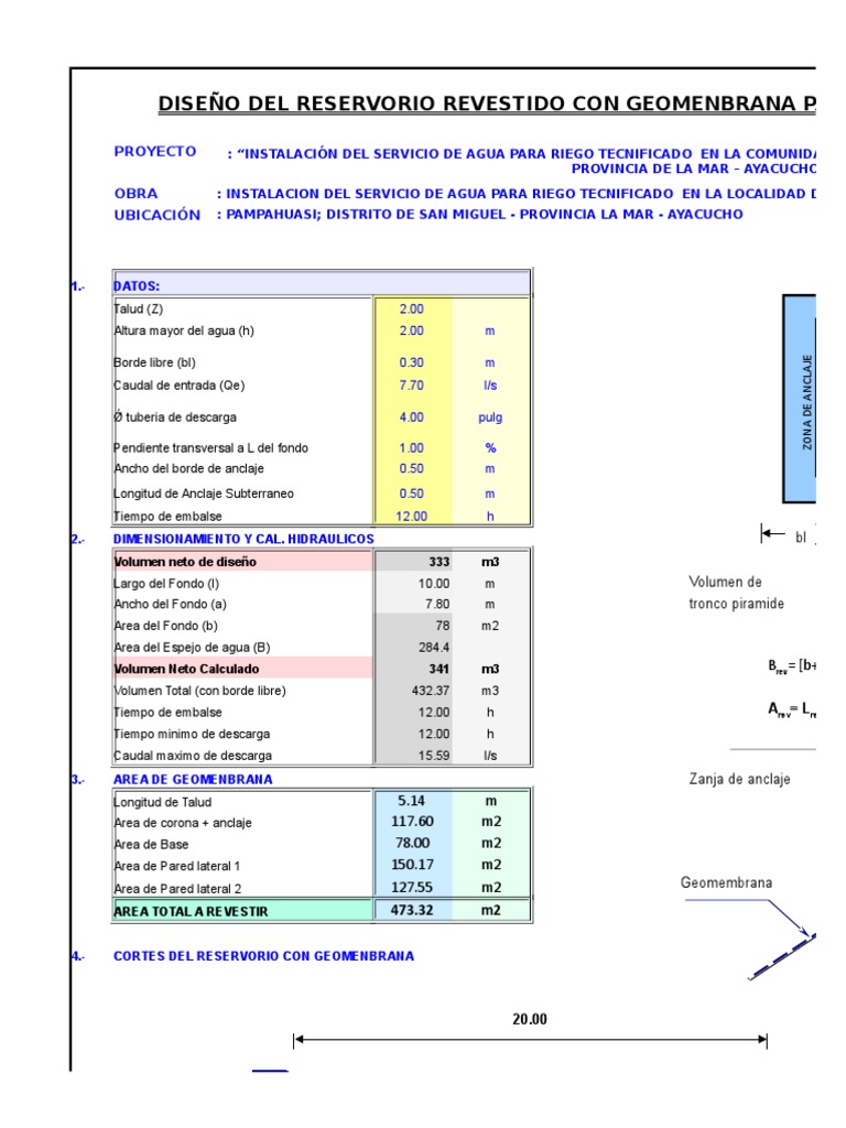 Reservorio Geomembrana | PDF | Ingeniería hidráulica | Agua y el medio ambiente