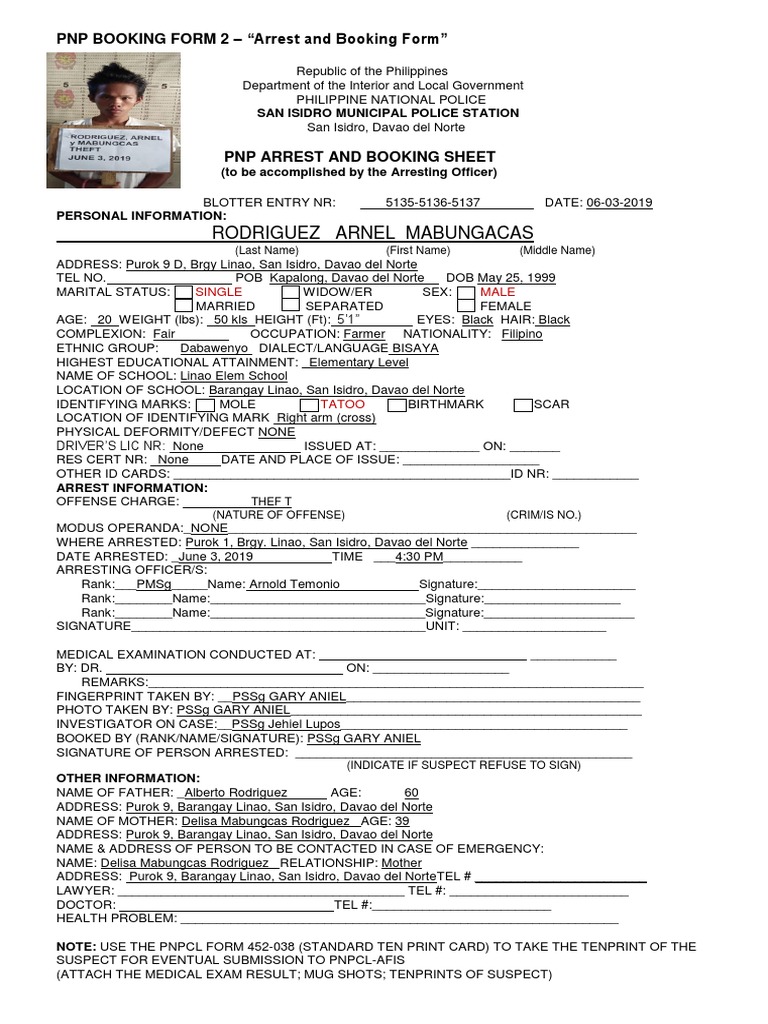 Arrest Booking | PDF | Law Enforcement | Crime & Violence