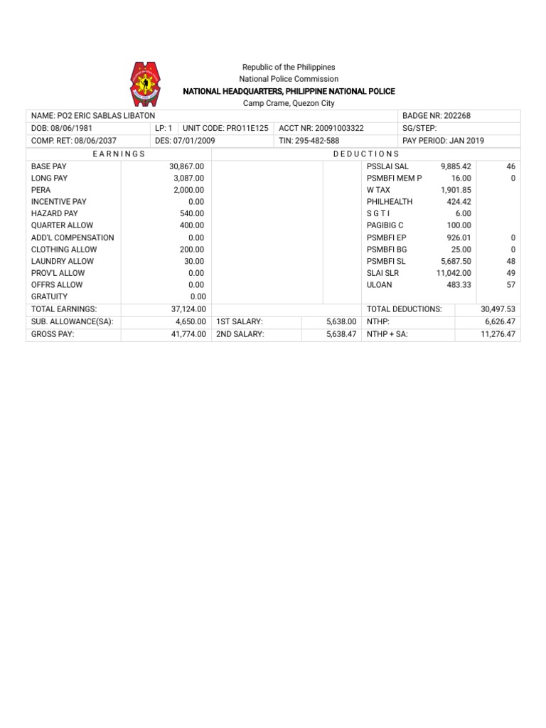 PNP Payslip Portal - Print PDF | PDF | Government Finances | Taxes