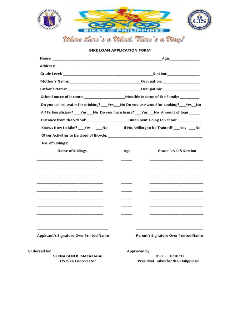 Bike Loan Application Form | PDF | Career & Growth