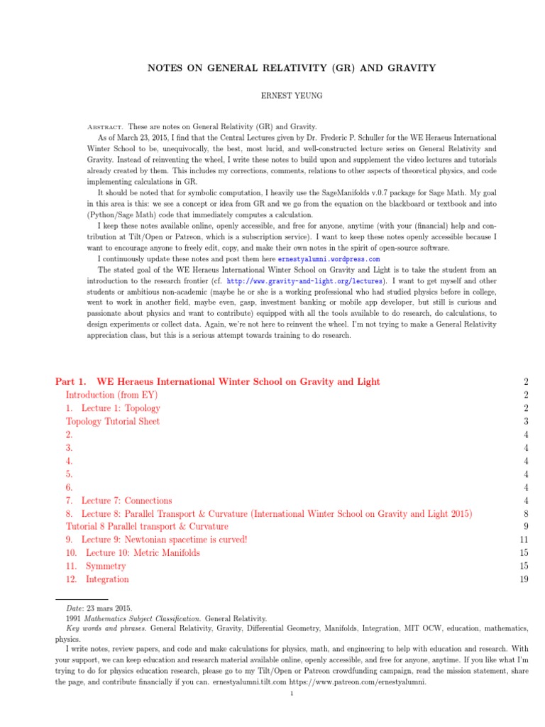 Gravity Notes PDF | PDF | General Relativity | Differential Geometry