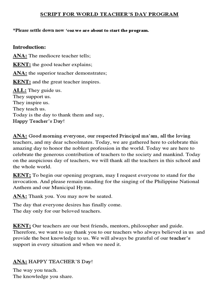 Script for World Teacher