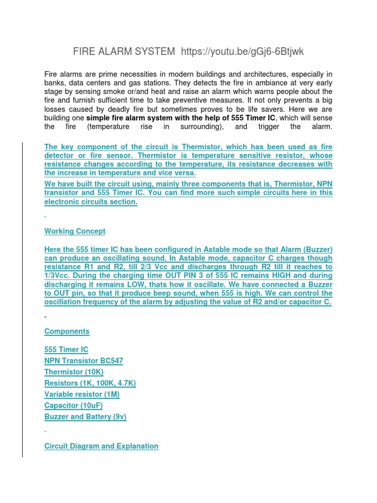 Fire Alarm System | PDF | Operational Amplifier | Amplifier