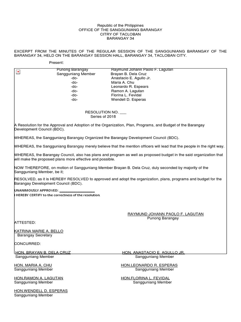 BDC Resolution | PDF | Government